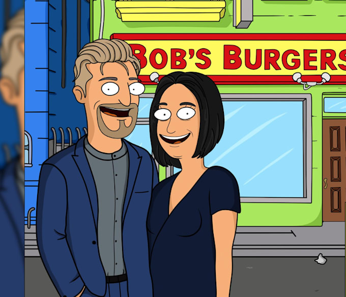 Do 2d yellow cartoon, simpson, family portrait illustration animation ...