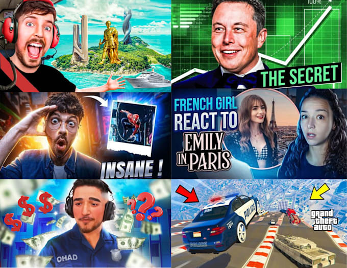 Amazing youtube thumbnails cover design by Valentinabaison | Fiverr