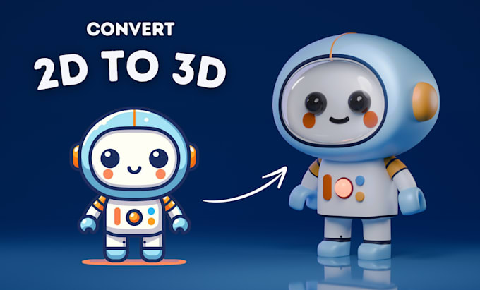 Convert 2d to 3d model, logo, mascot, character for 3d print, game, or ...