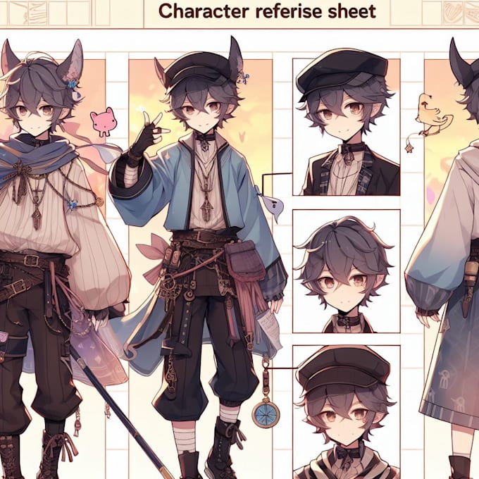 Draw character reference sheet illustration avatar oc vtuber in anime ...