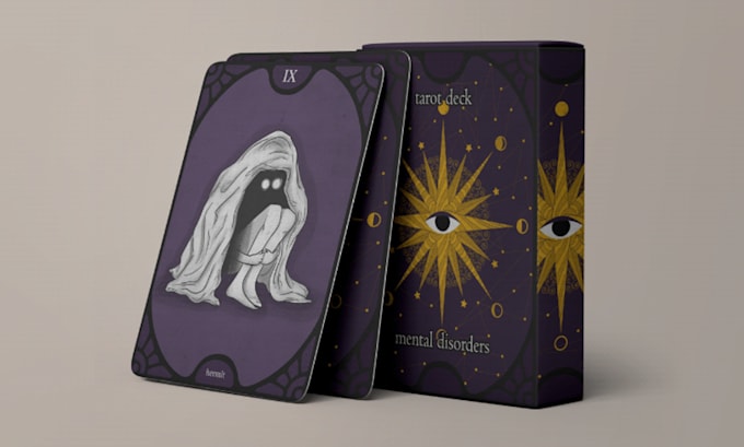 Draw card illustrations for tarot card board game playing card with ...