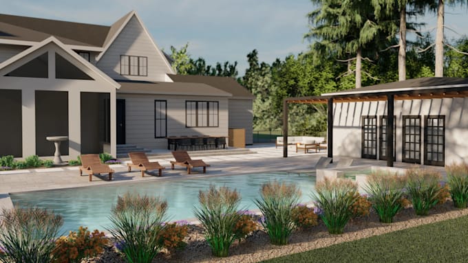 Do landscape design, backyard, pool, patio and 2d site plan by ...