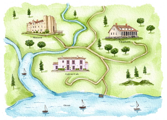 Create a watercolor map for your wedding invitation by Artywatercolor ...