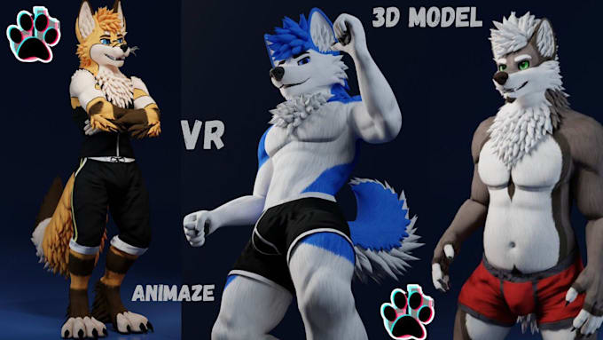 Do vrchat avatar 3d model furry avatar, vrc furry nsfw fursona for vr animaze by Hasamidiroh ...
