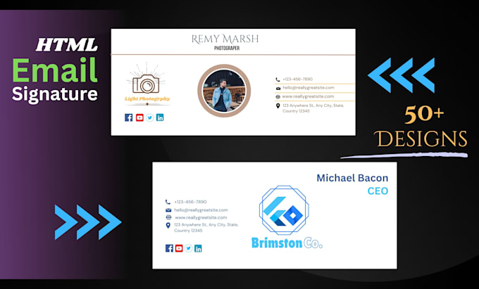 Make clickable html email signature for gmail outlook design by Srishtydhar | Fiverr