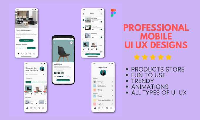 Design professional mobile app ui ux screens in figma or figma prototype by Fabihasheikh_ | Fiverr