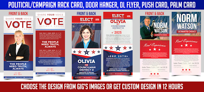 Design amazing political election campaign rack card, palm or push card ...