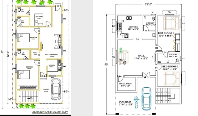 Design, redesign 2d elevation section, 2d floorplan, roof section and ...