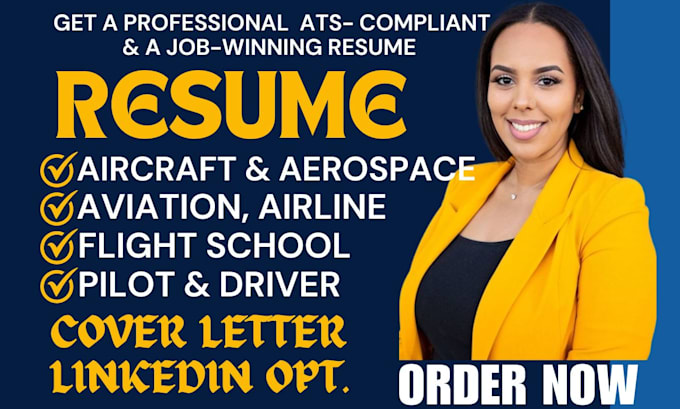 Write an ats aviation, aerospace airline, pilot, cv and oil and gas resume by Emilyultimate | Fiverr