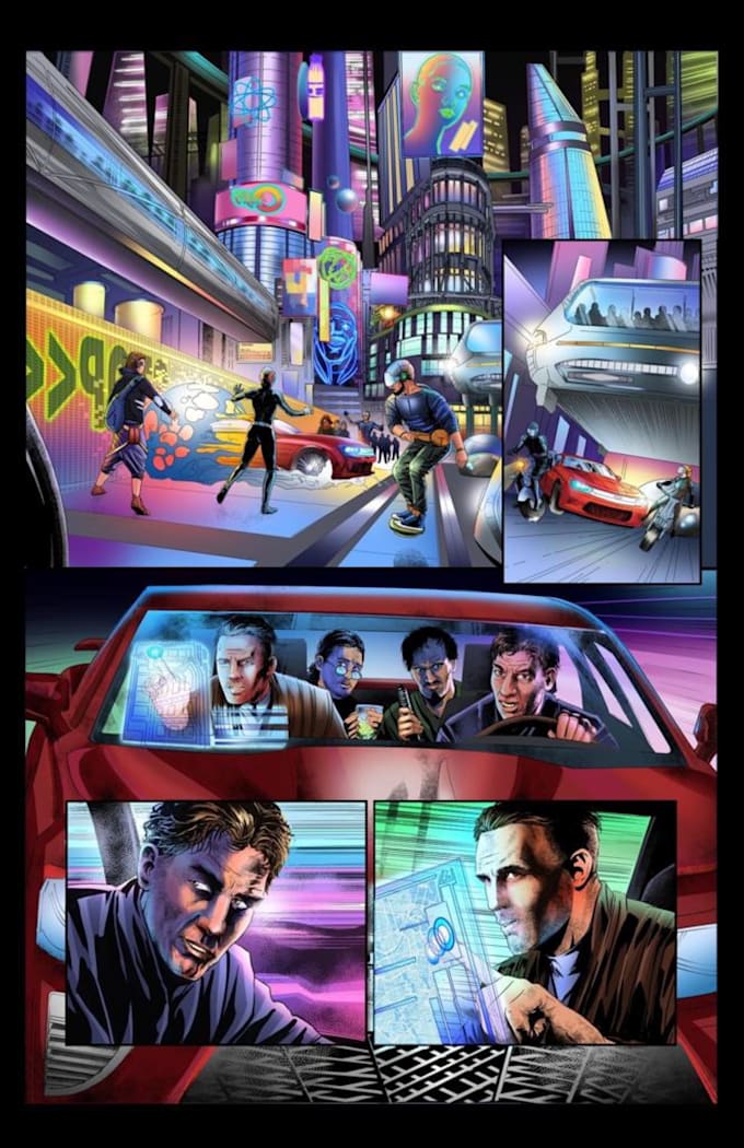 Illustrate realistic comic book, character design, storyboard, graphic ...