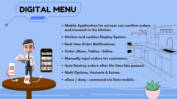 Develop a digital menu ordering system for restaurants with qr code table by Kasbijimohsine | Fiverr