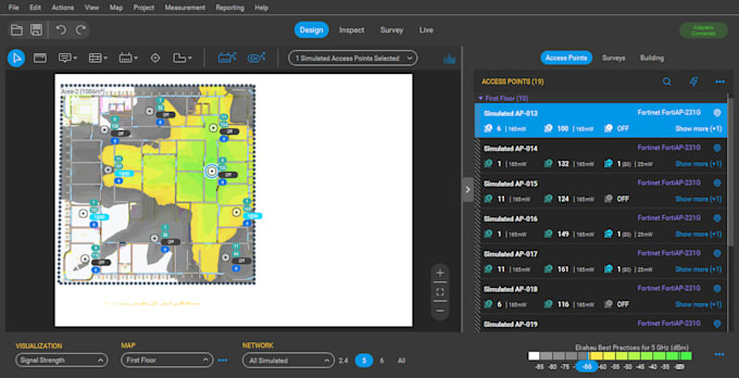 Plan a wifi network, design, wireless ap heat maps using ekahau pro ...
