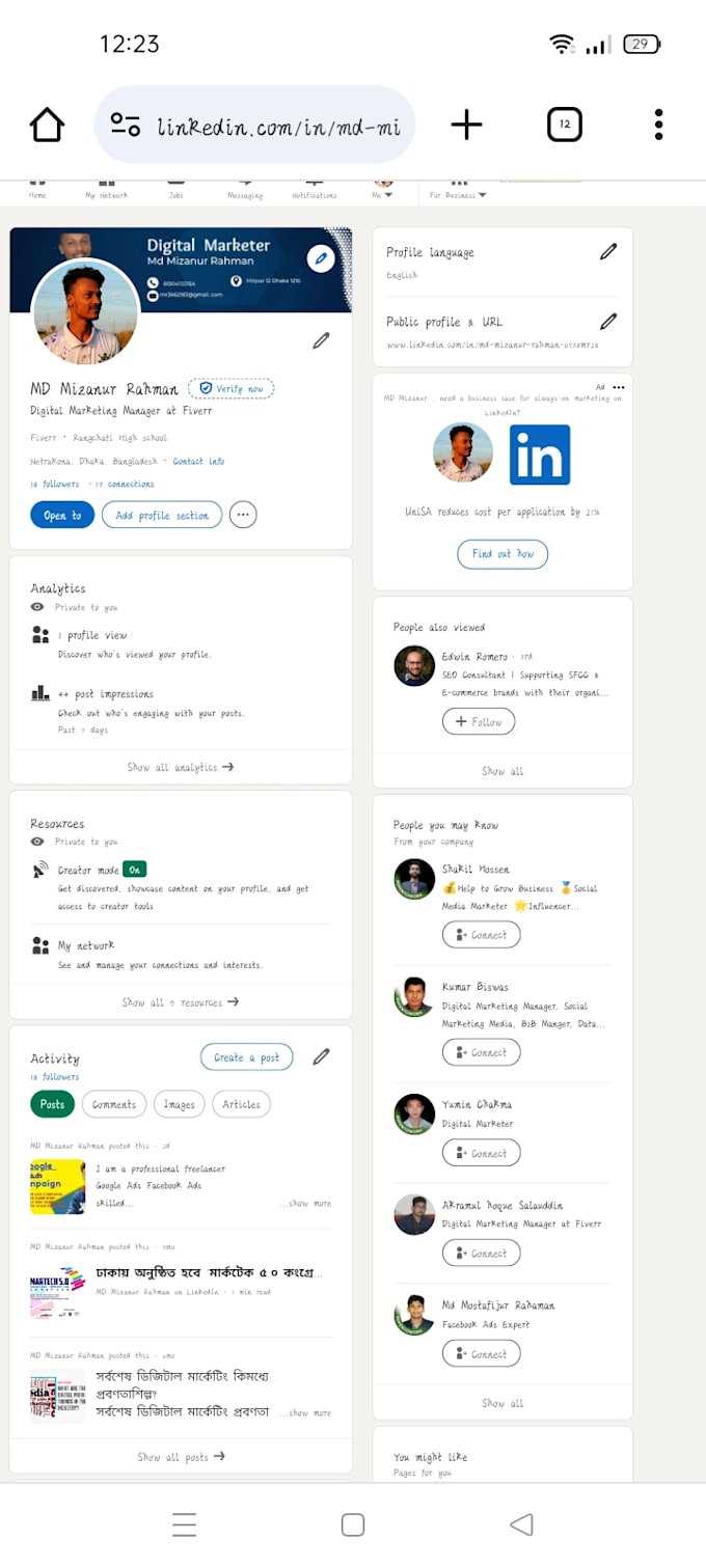 Expertly create and update your linkedin profile by Mizanur366 | Fiverr