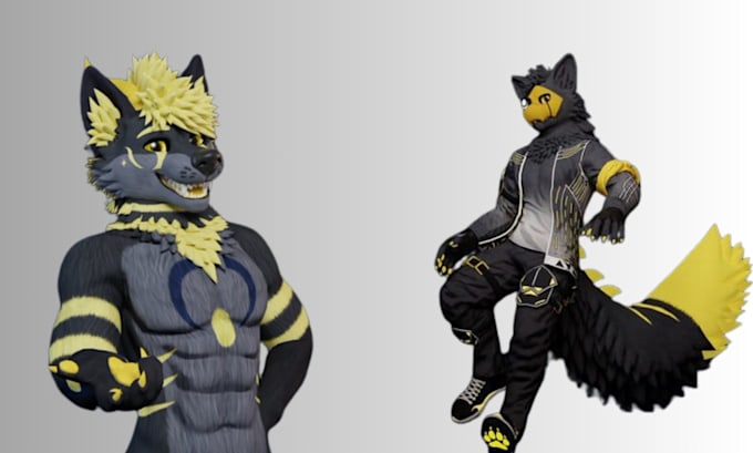Make quality 3d furry vrchat model, vtuber, vseeface, fursona avatar by ...