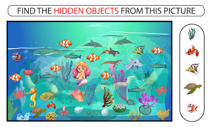 Do 5 hidden objects coloring page illustrations only for 50 by Hard ...