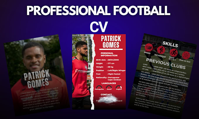 Create a professional football cv football resume by Deezai212 | Fiverr
