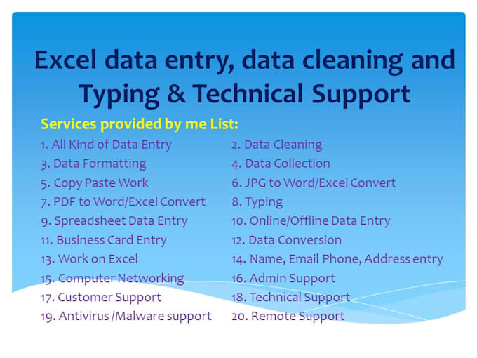 Excel data entry, data cleaning and typing by Skshri | Fiverr