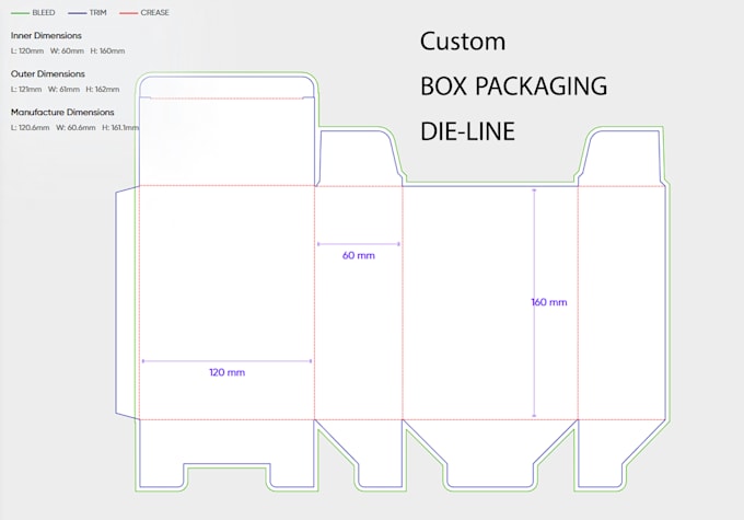 Make packaging box die line, die cut and cut lines template by ...