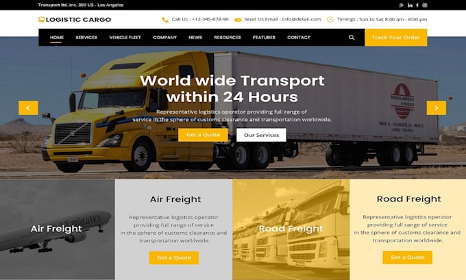 Create logistics, transport, moving, cargo service website with ...