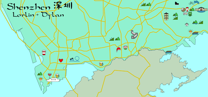 Design an illustrated map with 10 icons by Szdylan | Fiverr