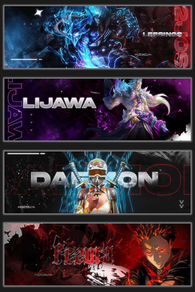 Design cool gaming or anime headers for you by Helianworks | Fiverr