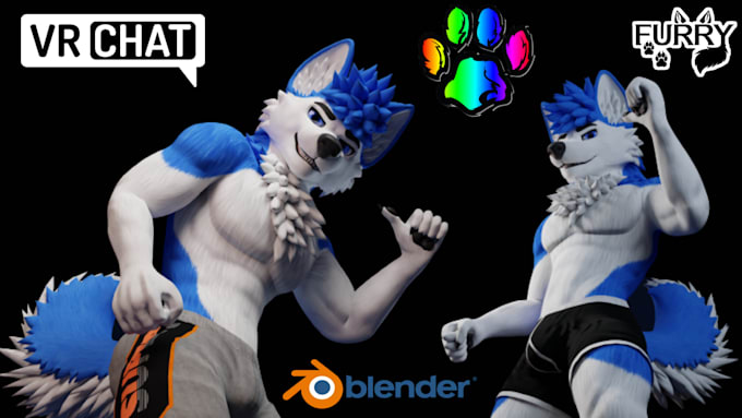 Mode unique vrchat avatar, 3d furry model, fursona, vtuber by Jedahchat | Fiverr