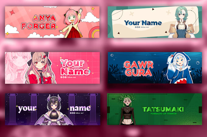 Custom design cute vtuber anime banner in 24 hours by Monoza_ | Fiverr