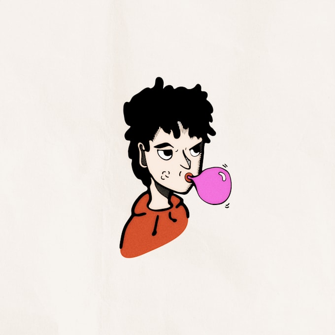 Illustrate a portrait in a mixed cartoon and manga style by ...