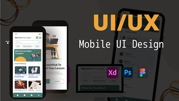 Do ui ux design, app ui design app ui mockup using figma