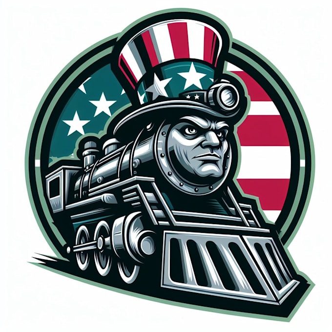 Make modern american steam locomotive mascot logo design by Brian ...