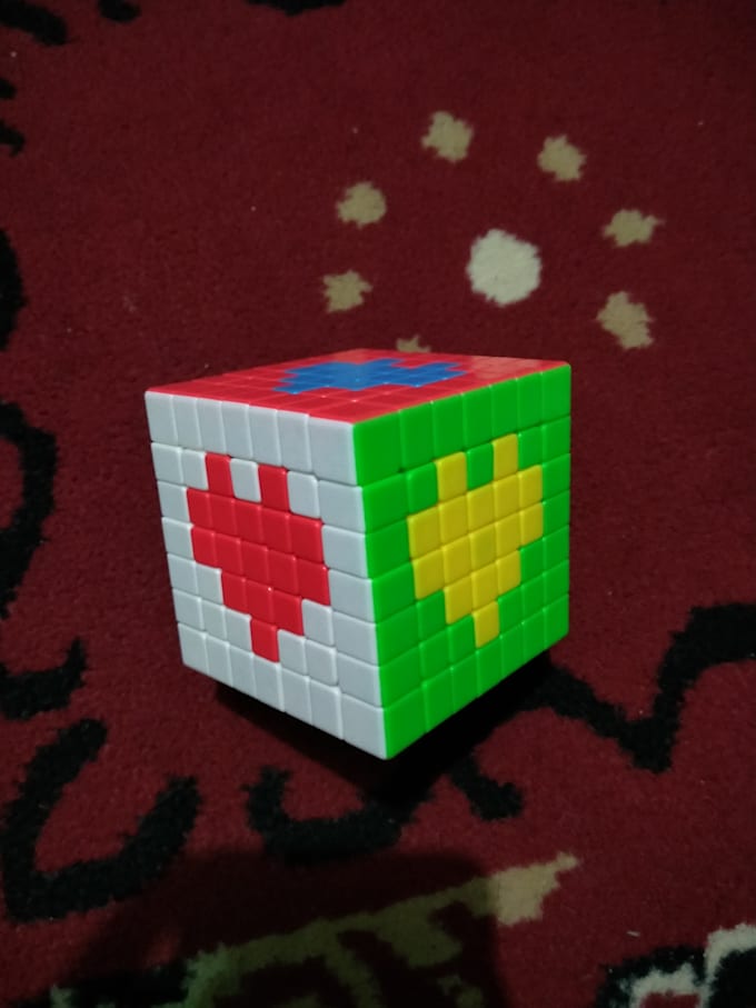 Do a pixel art of your choice on a 7x7 rubiks cube by Electro47 | Fiverr