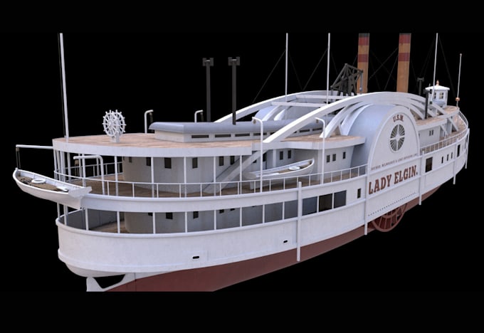Create 3d ship yacht boat vessel realistic warship cargo model animation