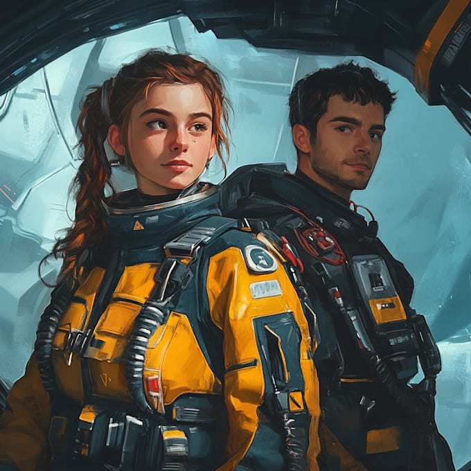 Draw spaceship concept art and friendship portrait by Avaroamora | Fiverr