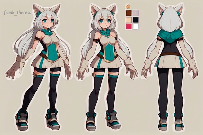 Draw character reference sheet vtuber illustration fanart anthro anime ...