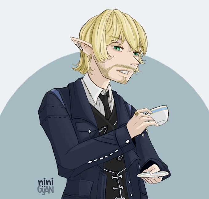 Draw a full color fanart of your ffxiv wol or oc in my style by Ninigyan | Fiverr