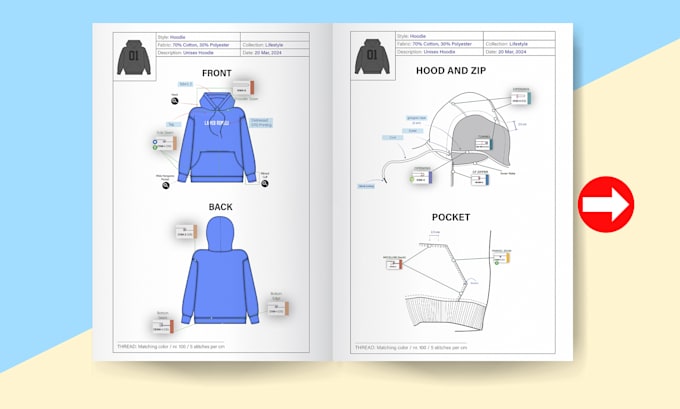 Design a custom hoodie tech pack for manufacturing by Cover_weaver | Fiverr
