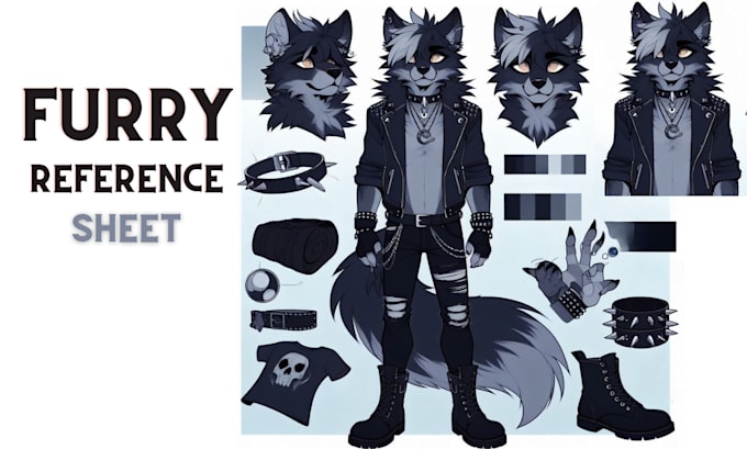 Draw custom furry reference sheet, character reference sheet, fursona ...