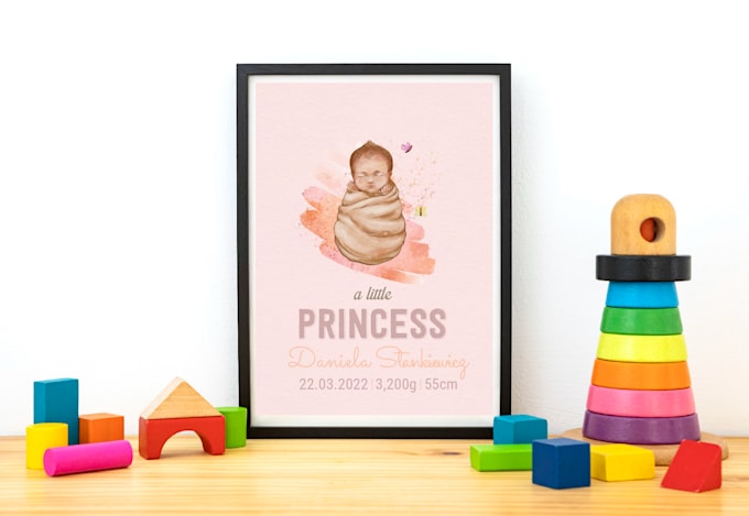 Create a custom birth metrics poster, newborn, baby by Lisilenkok | Fiverr