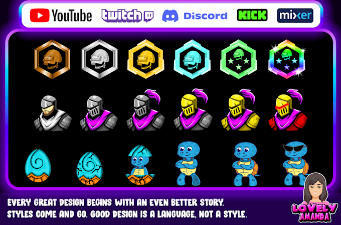 Design awesome bit badges and sub badges by Lovely_amanda | Fiverr