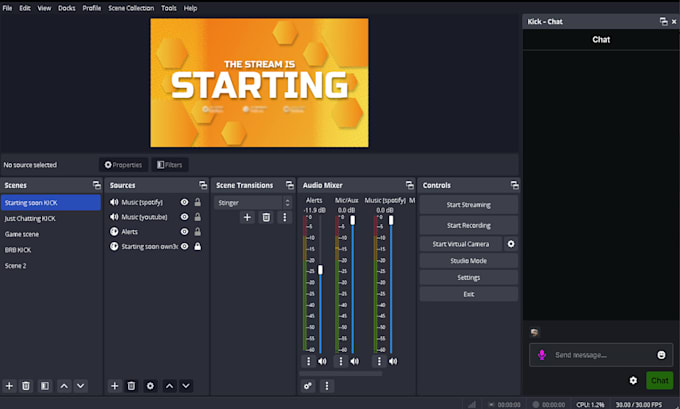 Setup obs studio for streaming on kick and twitch by Olle_nilsson | Fiverr