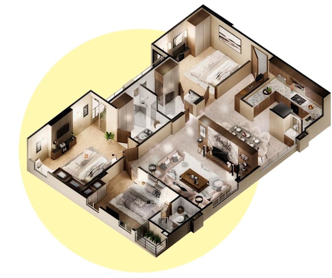 Create 3d isometric apartment floor plan render for you by Sidsharma577 ...