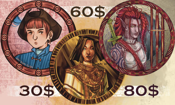Draw your dnd or fantasy character token by Kao_sumi | Fiverr