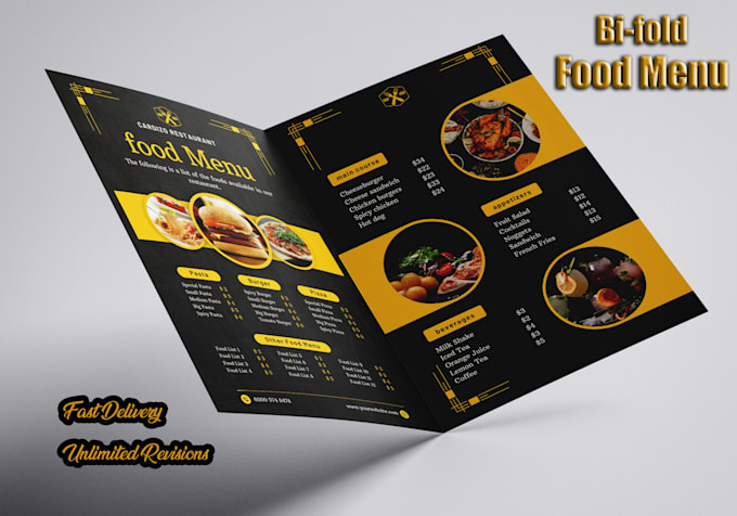 Design an amazing food poster, bifold and trifold restaurant and bar ...