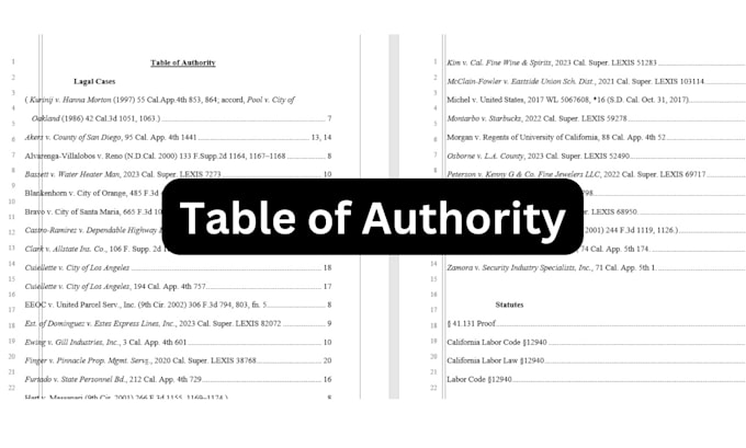 Create table of authority toa by Faizanakbar625 | Fiverr