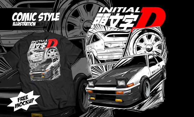 Create cartoon car illustration with comic style by Aliusman10 | Fiverr