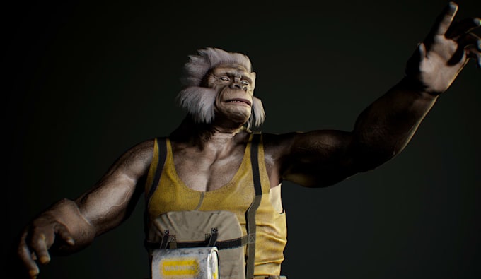 Mod beautiful scary 3d humanoid character model,rig3d, fur texturing ...