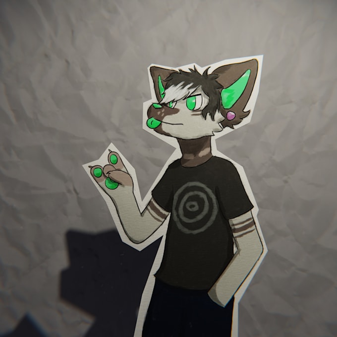 Make furry art of your fursona in a paper cutout style by Papercatnya ...