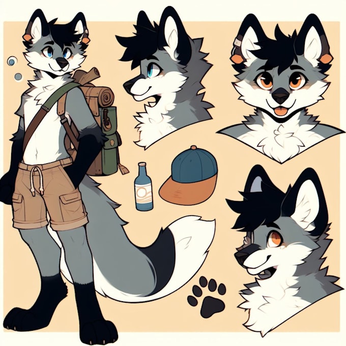 Draw furry art character reference sheet fursona oc vtuber anthro feral ...