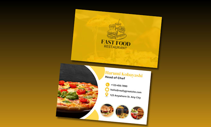 Design restaurant business card, food menu card by Fareenfatma | Fiverr