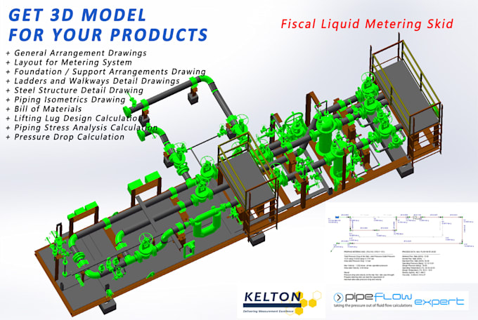 Do 3d model design ga drawing and necessary calculation for metering ...
